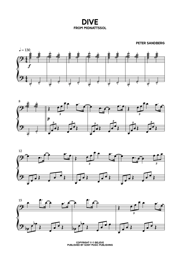 Dive [Piano Sheet Music Download] – Peter Sandberg